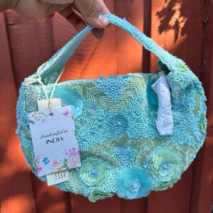 Bags | Tj Maxx Marshalls Blue Green Teal Viral Bead Floral Sequin ...